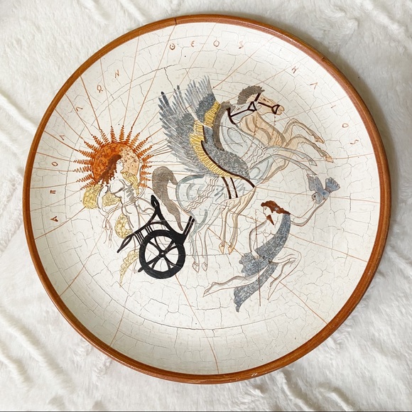 Vintage | Art | Greek Mythos Wall Hanging Plate Pegasus Drawn Carriage ...